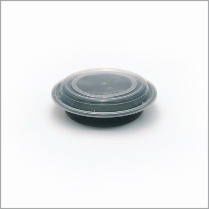 Black Round Microwavable Container 4 Sizes with Lid - Halapack | Eco ...