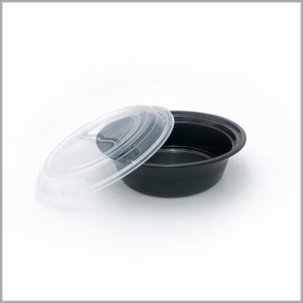 Black Round Microwavable Container 4 Sizes with Lid - Halapack | Eco ...