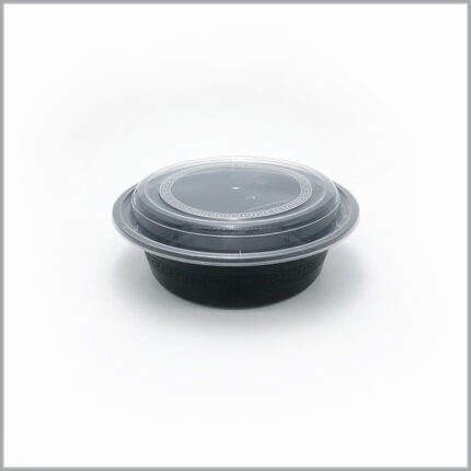 Black Round Microwavable Bowls with Lids - Bulk Supply - Halapack | Eco ...