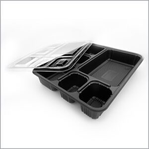 6-Compartment Black Microwavable Containers - Wholesale - Halapack ...